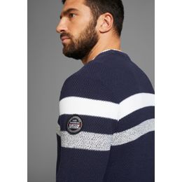 MAN'S WORLD MAN'S WORLD Herren Rundhalspullover "Bis Gr&ouml;&szlig;e 5 XL", blau, Gr. S, meliert, Feinstrick, Obermaterial: 100% Baumwolle, Pullover, in melierte Optik
