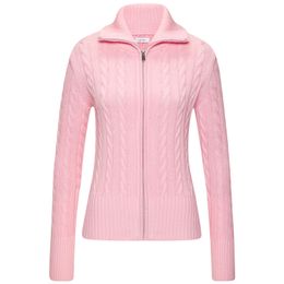 Lascana Damen Strickjacke, rosa, Gr. 36, unifarben, Strick, Obermaterial: 50% Baumwolle, 50% Polyacryl, Strickjacken, mit Zopfstrickmuster,