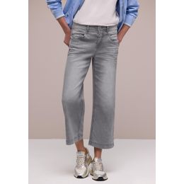Street One Damen High-waist-Jeans "Style Emee"light grau wash, Gr. 28, unifarben, Denim/Jeans, Obermaterial: 63% Baumwolle, 25% Polyester, 10%