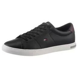 Sneaker Tommy Hilfiger "ESSENTIAL LEATHER DETAIL VUL", Herren, Gr. 43, schwarz, Leder, Schuhe Sneaker, Freizeitschuh, Halbschuh, Schn&uuml;rschuh mit gepolstertem Schaftrand