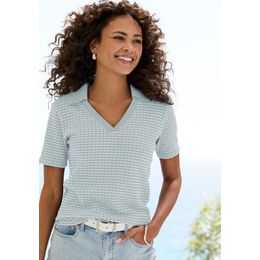 Damen Poloshirt "aus strukturierter Strickqualit&auml;t", beige, Gr. 40, VIVANCE BY LASCANA, gemustert, Strick, Obermaterial: 75% Baumwolle, 25%