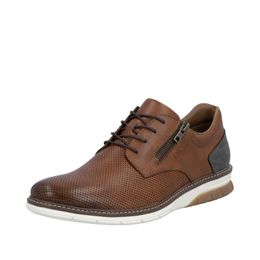 Rieker Herren Schn&uuml;rschuh, Gr. 44, braun, Glattleder, unifarben mit Farbeinsatz, Schuhe, Halbschuh, Freizeitsneaker, Casual-Schn&uuml;rer mit Perforation