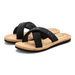 ELBSAND Damen Badepantolette "Badeschuhe, Badeschlappe, Sommerschuhe, Pantolette,Badelatsche", Gr. 36, schwarz, Obermaterial: 100% Textilmaterial.