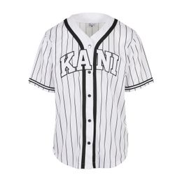 Karl Kani Herren Netzshirt "Karl Kani Herren KM221-115-2 Serif Pinstripe Baseball Shirt", schwarz-wei&szlig;, Gr. XS, gestreift, 100% Polyester, Hemden