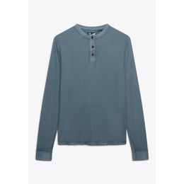 Superdry Herren Langarmshirt "LW TEXTURED GRANDAD TOP"copen blau, Gr. L, unifarben, Single Jersey, Obermaterial: 100% Baumwolle, Shirts