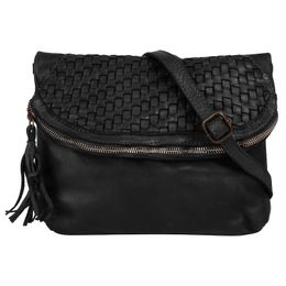 Samantha Look Damen Umh&auml;ngetasche echt Leder, Made in Italy schwarz