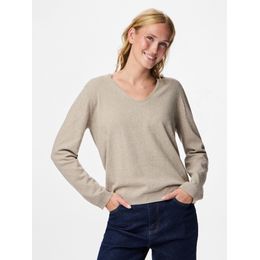 Pieces Damen V-Ausschnitt-Pullover "PCBREE LS V-NECK KNIT NOOS BC"crockery detail:melange, Gr. S, meliert, Strick, Obermaterial: 80% Polyester, 20%