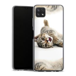 DeinDesign Galaxy A22 5G Handy Silikon H&uuml;lle Case transparent Handyh&uuml;lle Cat Animals Pet Silikon Case