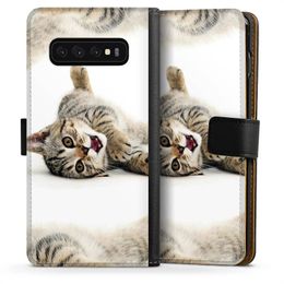 DeinDesign Galaxy S10 Handy Klapph&uuml;lle Handyh&uuml;lle aus Kunst Leder schwarz Flip Case Cat Animals Pet Sideflip mit Lasche