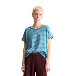 Marc O'Polo Damen T-Shirt "aus weichem Single Jersey"light blau, Basic, Gr. M, MARC O'POLO DENIM, gestreift, Obermaterial: 100% Baumwolle, Shirts