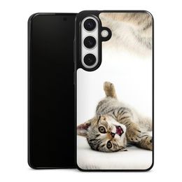 DeinDesign Galaxy S24 Handy Slim Case extra d&uuml;nn Silikon Handyh&uuml;lle schwarz H&uuml;lle Cat Animals Pet Silikon Slim Case