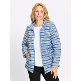Classic Basics Damen Steppjackemittelblau, ecru, bedruckt, Gr. 48, gemustert, gestreift, 100% Polyester, Wattierung:100% Polyester, Jacken