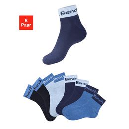 Bench. Damen Kurzsocken Packung, 8 Stk. tlg. mit eingestricktem Schriftzug am B&uuml;ndchen blau 35-38