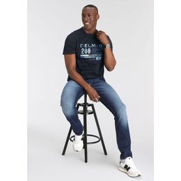DELMAO Herren T-Shirt, blau, Gr. S, bedruckt, Single Jersey, Obermaterial: 100% Baumwolle, Shirts, Kurzarm, bedruckt, Rundhals, aus 100% Baumwolle