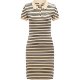 Ragwear Damen A-Linien-Kleid "Colaro Stripes Dress YOUMODO", beige, Gr. XS, Material: 95% Baumwolle, 5% Elasthan, Kleider, Gestreiftes Damen