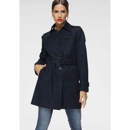 Tommy Hilfiger Damen Langjacke "HERITAGE SINGLE BREASTED TRENCH", blau, Gr. XXS, unifarben, Web, Obermaterial: 100% Baumwolle, Jacken, mit den