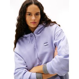 Tommy Jeans Damen Hoodie "TJW BXY BADGE HOODIE EXT", lila, Gr. 4XL, unifarben, Sweatware, Obermaterial: 100% Baumwolle, Sweatshirts, mit Logo-Badge