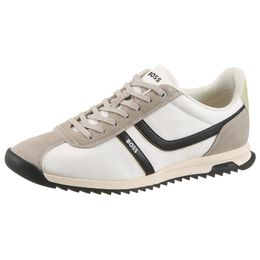 Sneaker BOSS Orange "Zayn_Lowp", Herren, Gr. 41, grau kombiniert, Lederimitat, Textil, kontrastfarbene Details, unifarben mit Farbeins&auml;tzen, Schuhe Sneaker, Freizeitschuh, Halbschuh, Schn&uuml;rschuh im Retro-Look