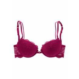 Lascana Damen Push-up-BH, Gr. 70, lila, Spitze, Obermaterial: 60% Polyamid, 35% Polyester, 5% Elasthan, BHs, mit praktischem Vorderverschluss und
