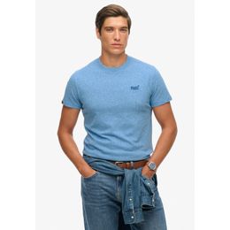 Superdry Herren Rundhalsshirt "ESSENTIAL LOGO EMB TEE", blau, Gr. XXXL, meliert, Single Jersey, Obermaterial: 100% Baumwolle, Shirts, aus Baumwolle