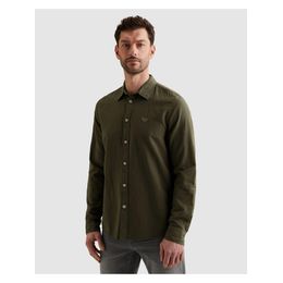 PME-Legend PME LEGEND Herren Langarmhemdthyme, Gr. L, unifarben, Web, Obermaterial: 65% Baumwolle, 35% Leinen, Hemden, mit Logo Stickerei