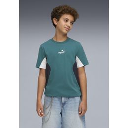 Puma Jungen T-Shirt "ESS BLOCK TEE B", gr&uuml;n, Gr. 128, Jersey, Obermaterial: 100% Baumwolle, Shirts, Kurzarm, Rundhalsausschnitt, ohne Kapuze