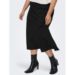 Midirock Only CARMAKOMA "CARJOSEE METTA LIFE MIDI SKIRT WVN", Damen, Gr. 44, schwarz aop:silber foil detail, Web, Obermaterial: 100% Polyester, bedruckt, regular fit ca. Mitte Wade, R&ouml;cke, mit Glitzer Effekt