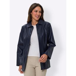 Classic Basics Damen Lederimitatjacke, blau, Gr. 42, unifarben, 100% Viskose, Jacken
