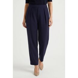 Bundfaltenhose RICHROYAL, Damen, Gr. XS, N-Gr, midnight blau, Jersey, Obermaterial: 51% Modal, 42% Polyester, 7% Elasthan, kn&ouml;chellang, Hosen, im Barrel-Fit