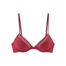 s.Oliver Damen B&uuml;gel-Bikini-Top "Aiko", rot, Gr. 36, unifarben, Microfaser, Microfaser, Polyamid, Bikini-Oberteile, mit H&auml;keloptik