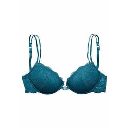 Lascana Damen Push-up-BH, Gr. 75, gr&uuml;n, Spitze, Obermaterial: 60% Polyamid, 35% Polyester, 5% Elasthan, BHs, mit praktischem Vorderverschluss und