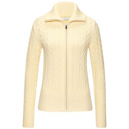 Lascana Damen Strickjacke, gelb, Gr. 44, unifarben, Strick, Obermaterial: 50% Baumwolle, 50% Polyacryl, Strickjacken, mit Zopfstrickmuster,