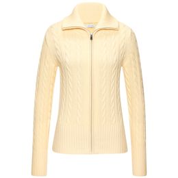 Lascana Damen Strickjacke, gelb, Gr. 32, unifarben, Strick, Obermaterial: 50% Baumwolle, 50% Polyacryl, Strickjacken, mit Zopfstrickmuster,