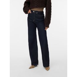 V&eacute;ro Moda VERO MODA Damen High-waist-Jeans "VMTESSA HR WIDE JEANS RA369 GA NOOS"dunkelblau denim detail:rinse, Gr. 28, Denim/Jeans, Obermaterial: 99%