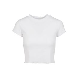 T-Shirt Urban Classics "Urban Classics Damen Ladies Cropped Rib Tee", Damen, Gr. XL, wei&szlig;, 97% Baumwolle, 3% Elasthan, unifarben, normal, Rundhals, Shirts T-Shirt