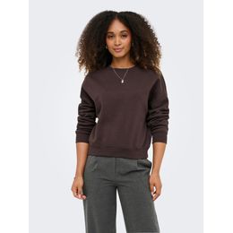 Only Damen Sweatshirt "ONLSWEAT L/S CREW OVERSIZE SWT"coffee bean, Gr. XS, unifarben, Sweatware, Obermaterial: 60% Baumwolle, 40% Polyester,