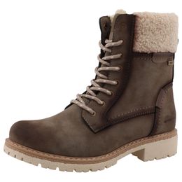 Tom Tailor Damen Winterboots, Gr. 40taupe, Lederimitat, Textil, used, Schuhe, Workerboots, Hiking Boot mit Blockabsatz