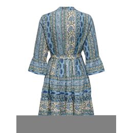 Only Damen Tunikakleid "ONLSINA LIFE 3/4 SHORT DRESS NOOS WVN", blau, Gr. S, bedruckt, Web, Obermaterial: 100% Polyester, Kleider, mit Volant