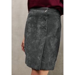 Damen Cordrock, grau, Gr. 36, STREET ONE STUDIO, unifarben, Cord, 90% Polyester, 8% Polyamid, 2% Elasthan, R&ouml;cke, mit Knopfleiste