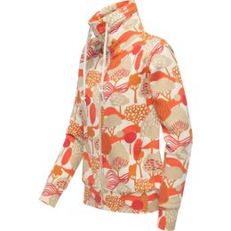 Ragwear Damen Sweatjacke "Ronette Print", bunt, Gr. M, 70% Baumwolle, 30% Polyester, Sweatjacken, Zip-Jacke mit Allover-Print und hohem Kragen