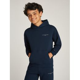 Tommy Hilfiger M&auml;dchen Hoodie "MINI CORP HOODIE", blau, Gr. 6, unifarben, Sweatware, Obermaterial: 80% Baumwolle, 20% Polyester, Sweatshirts, mit