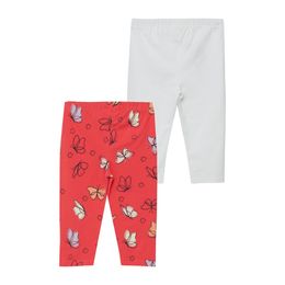 s.Oliver JUNIOR M&auml;dchen 3/4-Leggingsrot aop, wei&szlig;, Gr. 176, bedruckt, gemustert, unifarben, Jersey, Obermaterial: 95% Baumwolle, 5% Elasthan, Hosen,