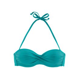 s.Oliver Damen Bandeau-Bikini-Top "Spain", blau, Gr. 34, unifarben, Microfaser, Microfaser, Bikini-Oberteile, in unifarben mit Wickeloptik
