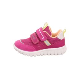Superfit M&auml;dchen Sneaker "SPORT7 MINI WMS: mittel", Gr. 30, pink, Lederimitat, Textil, Veloursleder, unifarben mit Farbeinsatz, Schuhe, Klettschuh,