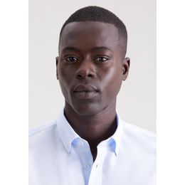 Businesshemd Seidensticker "Schwarze Rose", Herren, Gr. S (38), normale &Auml;rmell&auml;ngen, blau, 100% Baumwolle, Strukturmuster, slim fit, Hemden, Slim 1/2 Button-Down-Kragen Struktur