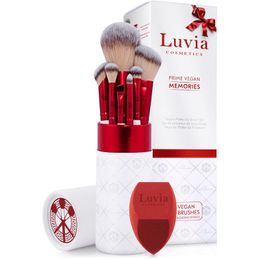 Luvia Cosmetics Damen Kosmetikpinsel-Set &raquo;Prime Vegan Memories&laquo; Mit veganen Pinseln, Make-up-Schwamm und einem Reinigungspad. rot