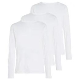 T-Shirt "3P LS Tee", Herren, Gr. L (52), wei&szlig; (wei&szlig;, wei&szlig;, wei&szlig;), Single Jersey, Obermaterial: 95% Baumwolle, 5% Elasthan, Tommy Hilfiger UNDERWEAR, unifarben, Basic, Basic h&uuml;ftlang, Rundhals, Shirts T-Shirt, mit Markenlabel