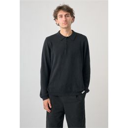 Cleptomanicx Herren Langarmshirt, schwarz, Gr. S, unifarben, 100% Baumwolle, Shirts, mit eleganter Knopfleiste