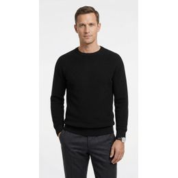 OLYMP Herren Rundhalspullover "Waffle Structure", schwarz, Gr. S, Strick, Obermaterial: 89% Baumwolle, 11% Polyamid, Pullover, Rundhals, casual,