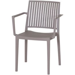 siena GARDEN Gartensessel &raquo;Lane Sessel taupe 2er Set mit Tisch&laquo; Set, 2 Stk. tlg. 2 x Stapelsessel + Tisch Sola &Oslash; 80 cm